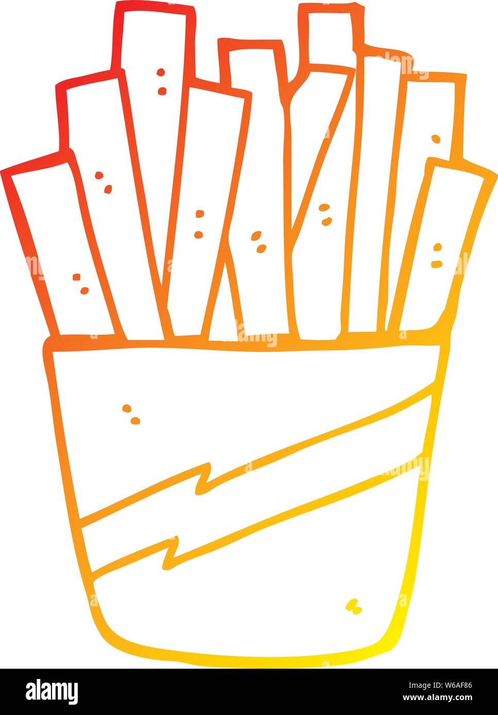 warm gradient line drawing of a cartoon box of fries Stock Vector Image ...