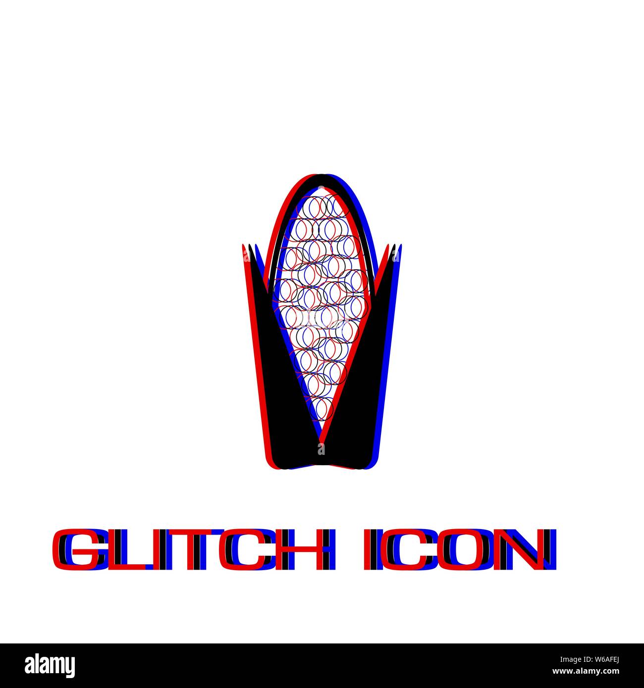Corn icon flat. Simple pictogram - Glitch effect. Vector illustration ...