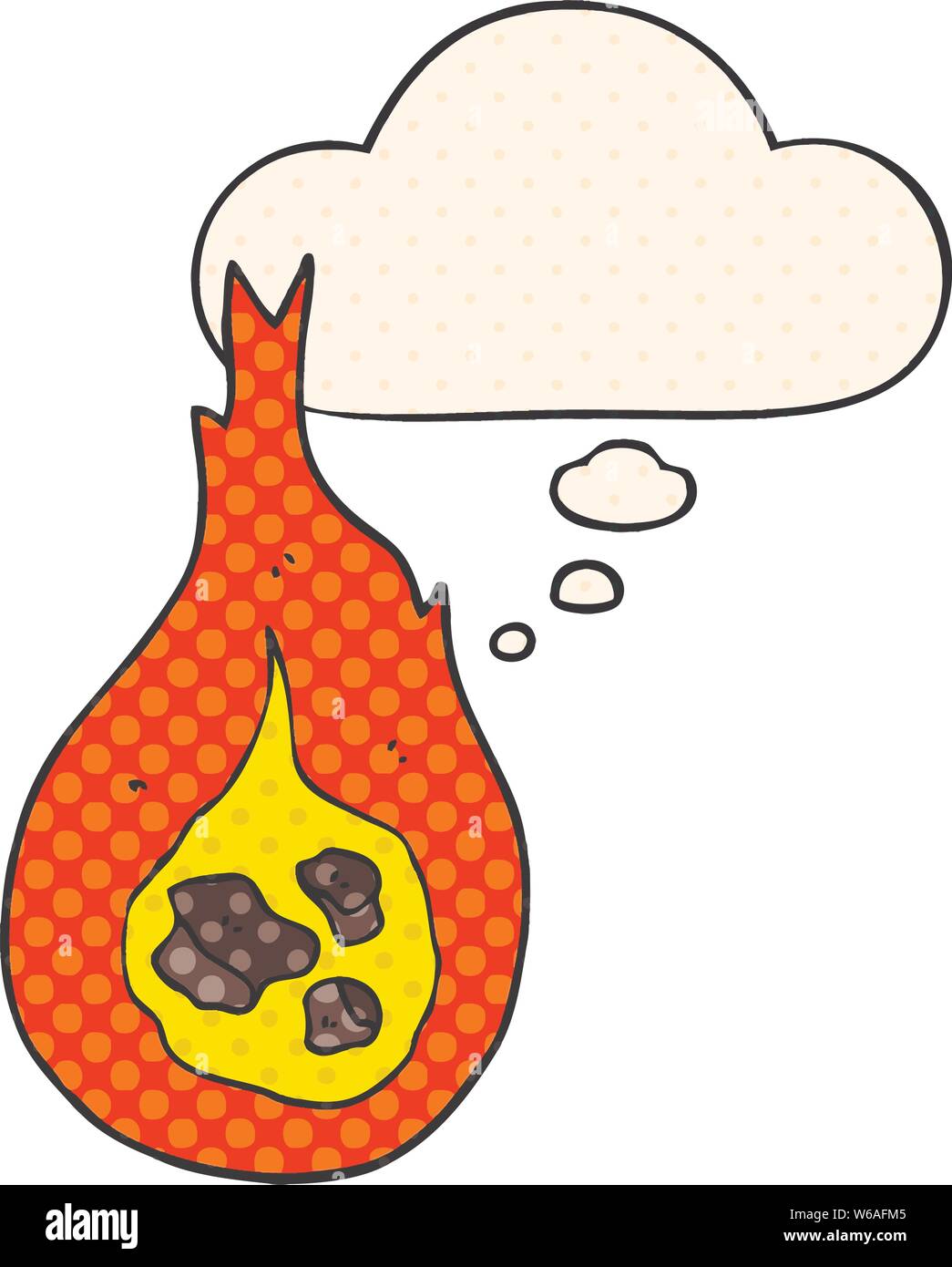 cartoon fireball with thought bubble in comic book style Stock Vector ...