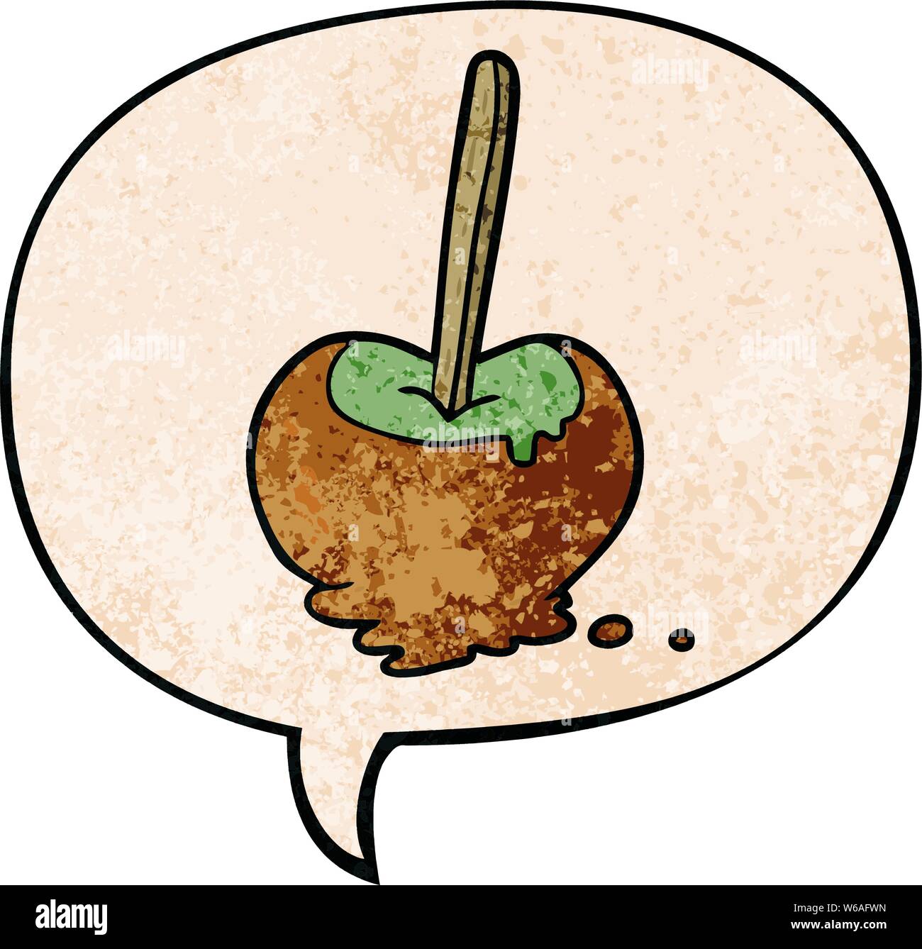 cartoon toffee apple with speech bubble in retro texture style Stock ...