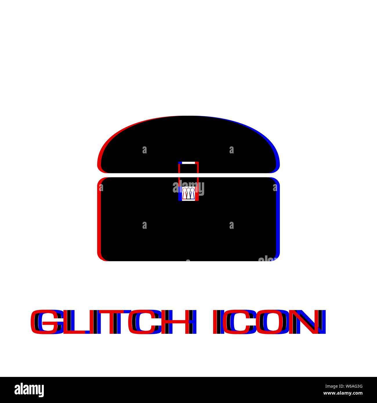 Chest icon flat. Simple pictogram - Glitch effect. Vector illustration ...