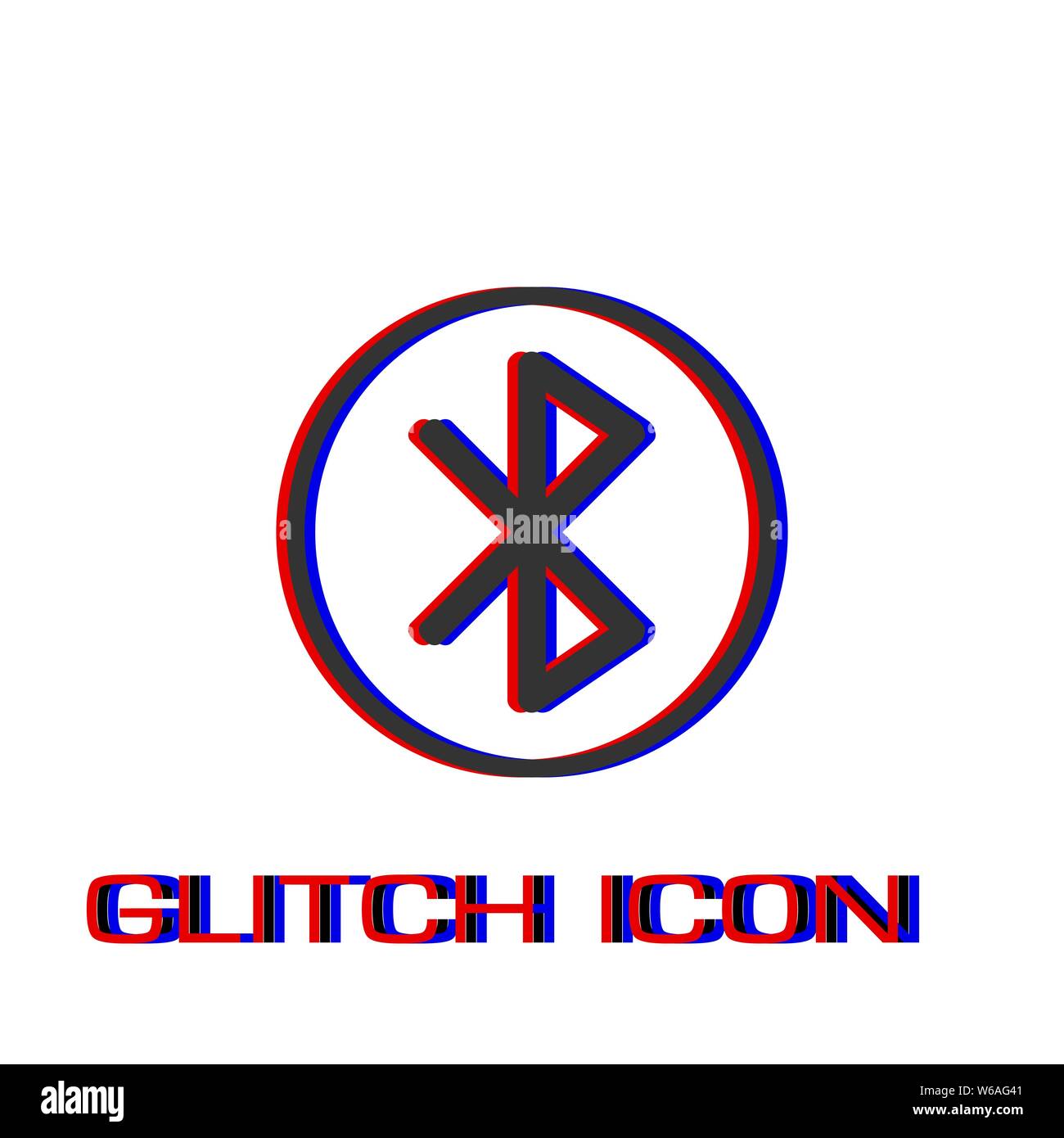 Bluetooth icon flat. Simple pictogram - Glitch effect. Vector ...