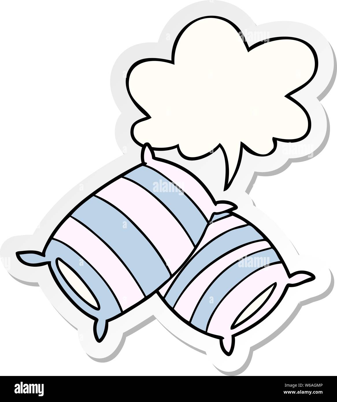 cartoon pillows with speech bubble sticker Stock Vector Image & Art - Alamy