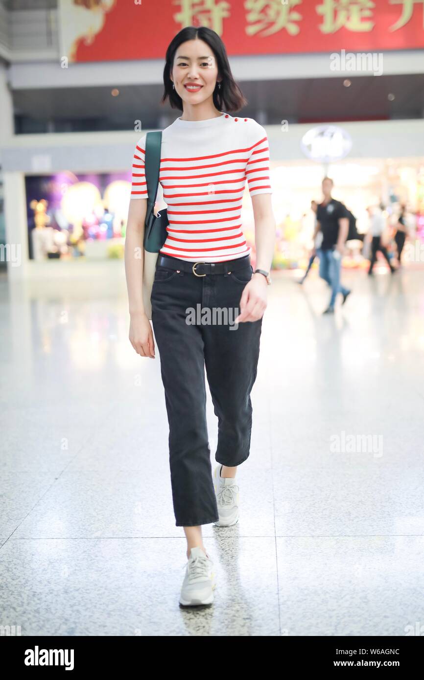Chinese model Liu Wen is pictured at the Shanghai Hongqiao railway ...