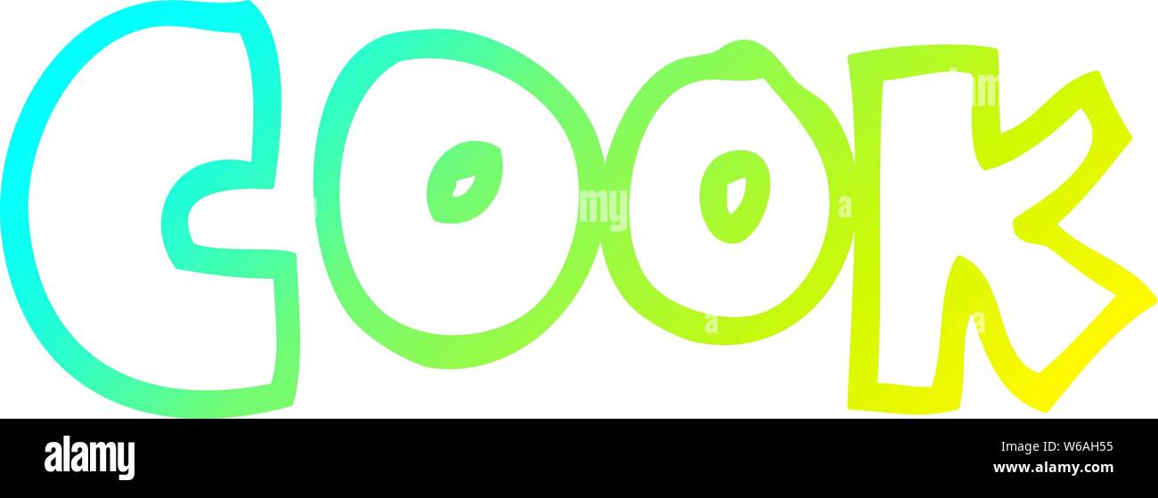 cold gradient line drawing of a cartoon word cook Stock Vector Image ...