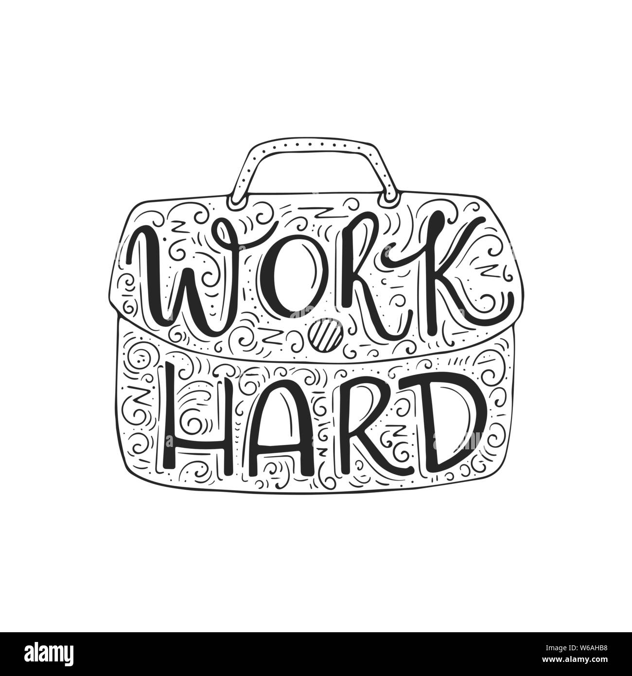 Work hard. Handdrawn brush lettering. Business vector llustration with ...