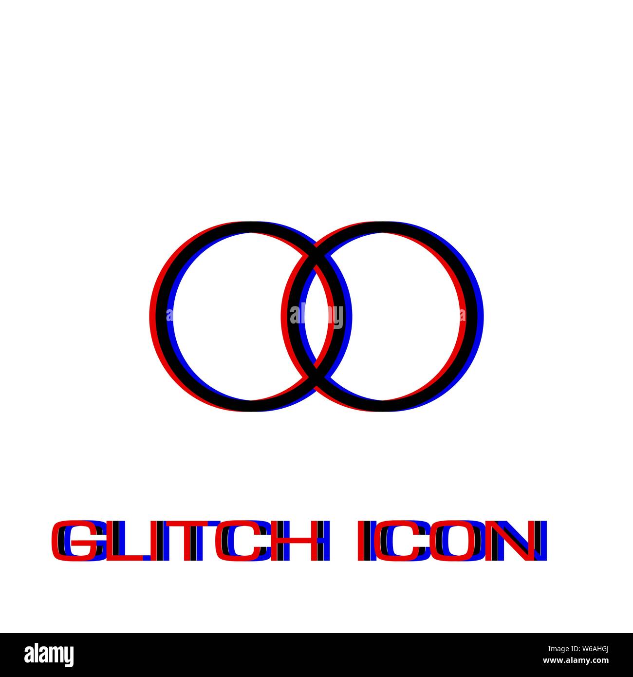 Wedding rings icon flat. Simple pictogram - Glitch effect. Vector ...