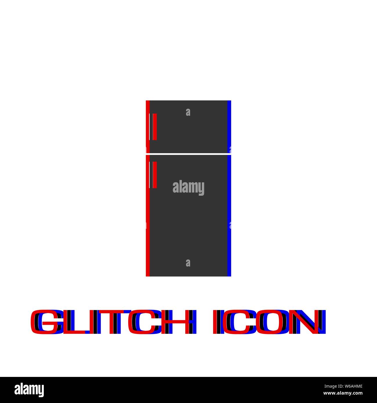 Fridge icon flat. Simple pictogram - Glitch effect. Vector illustration ...