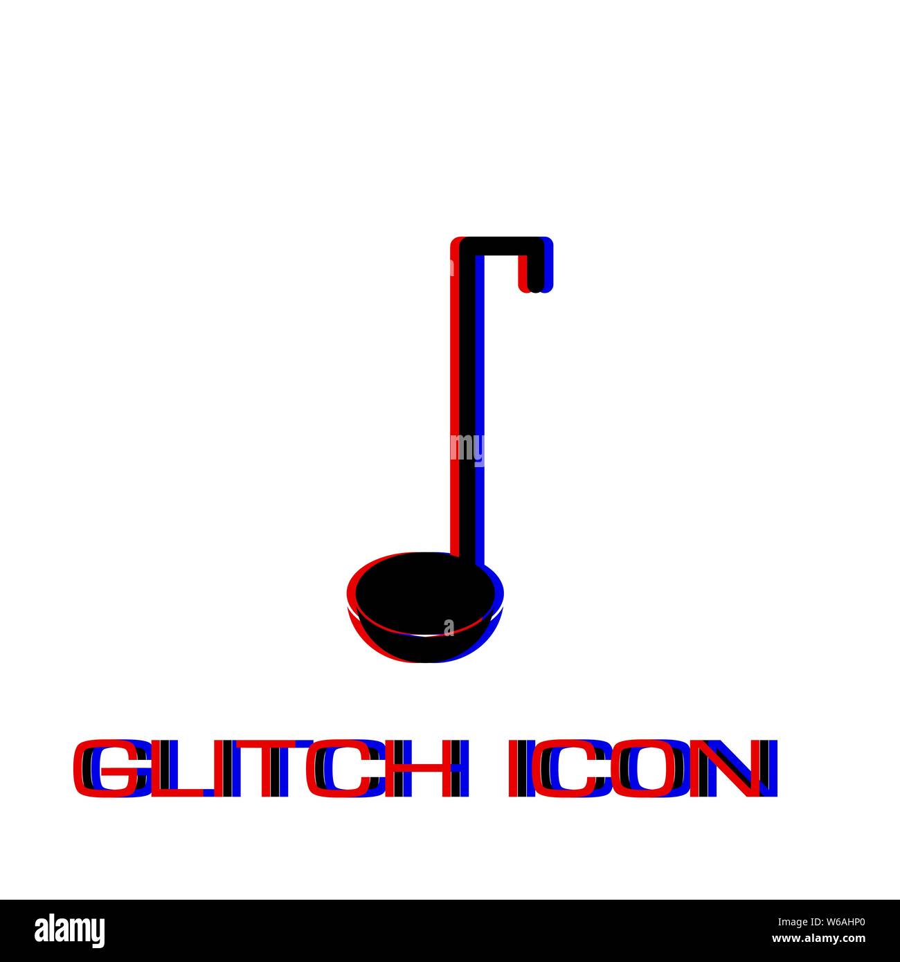 Ladle spoon icon flat. Simple pictogram - Glitch effect. Vector ...
