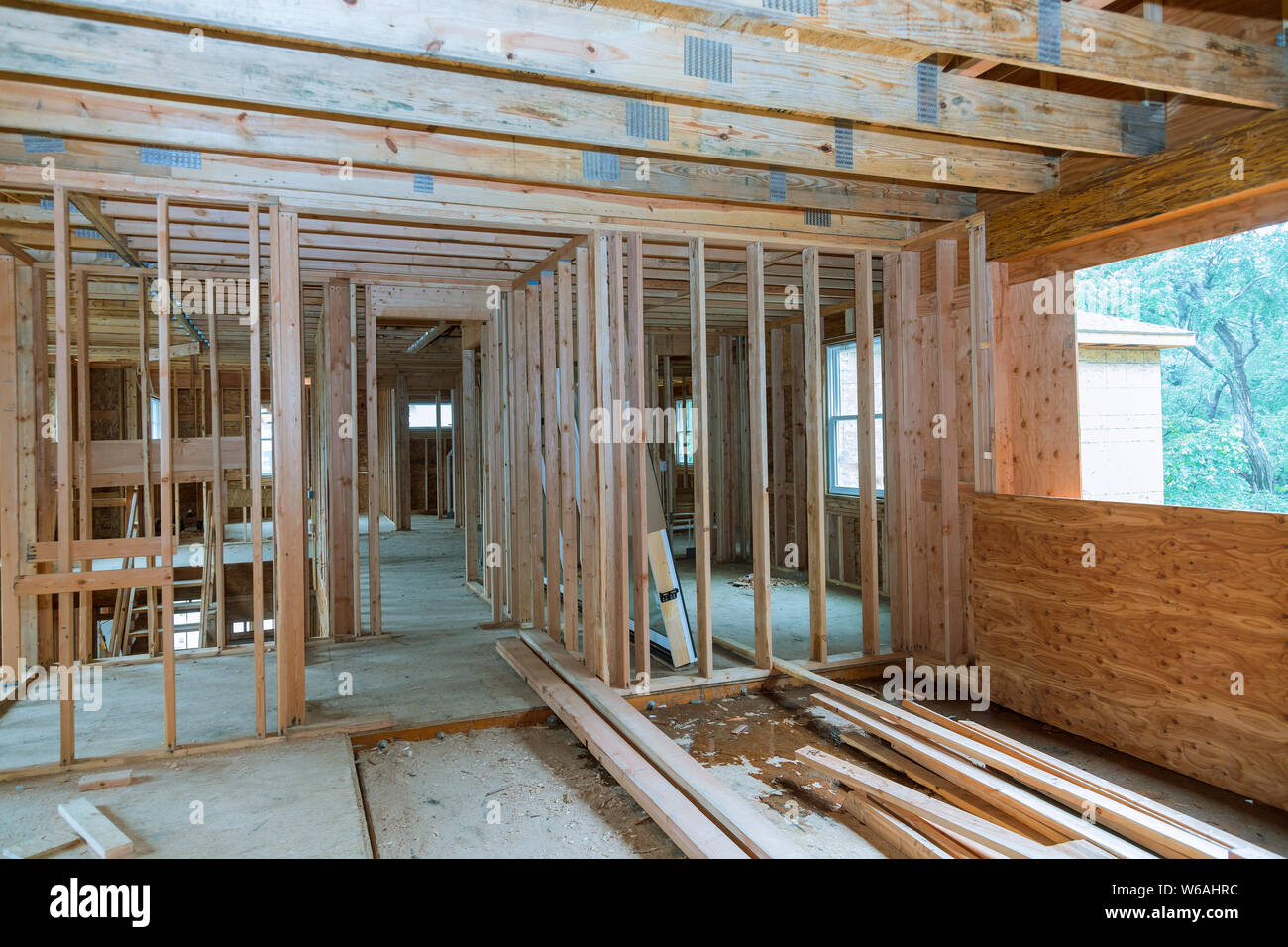 Framing beam of new house under construction home beam construction ...