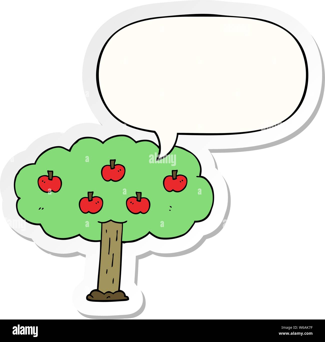 cartoon apple tree with speech bubble sticker Stock Vector Image & Art ...