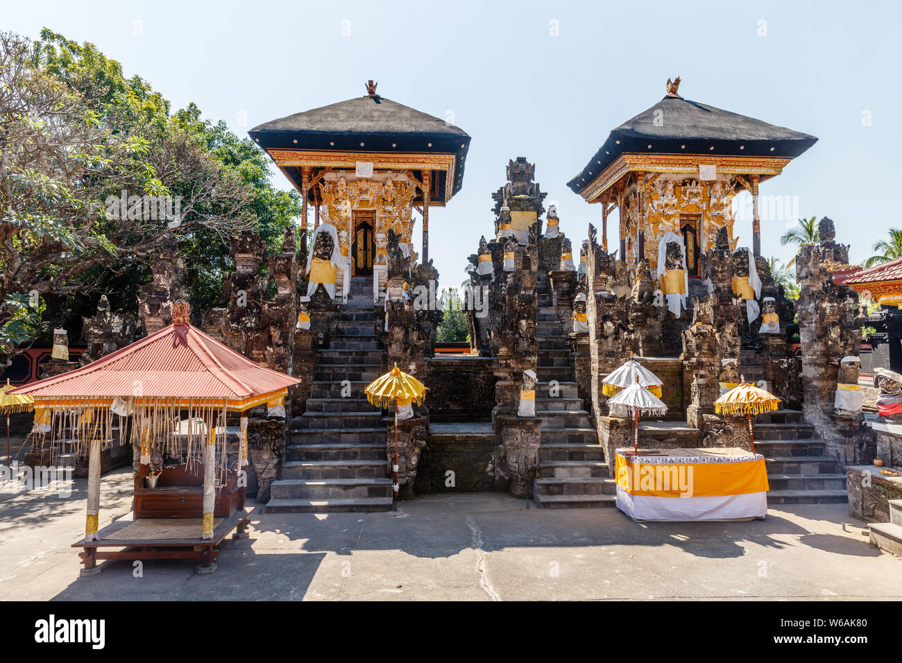 White And Yellow Altars Of Pura Dalem Segara Madhu Or Pura Dalem