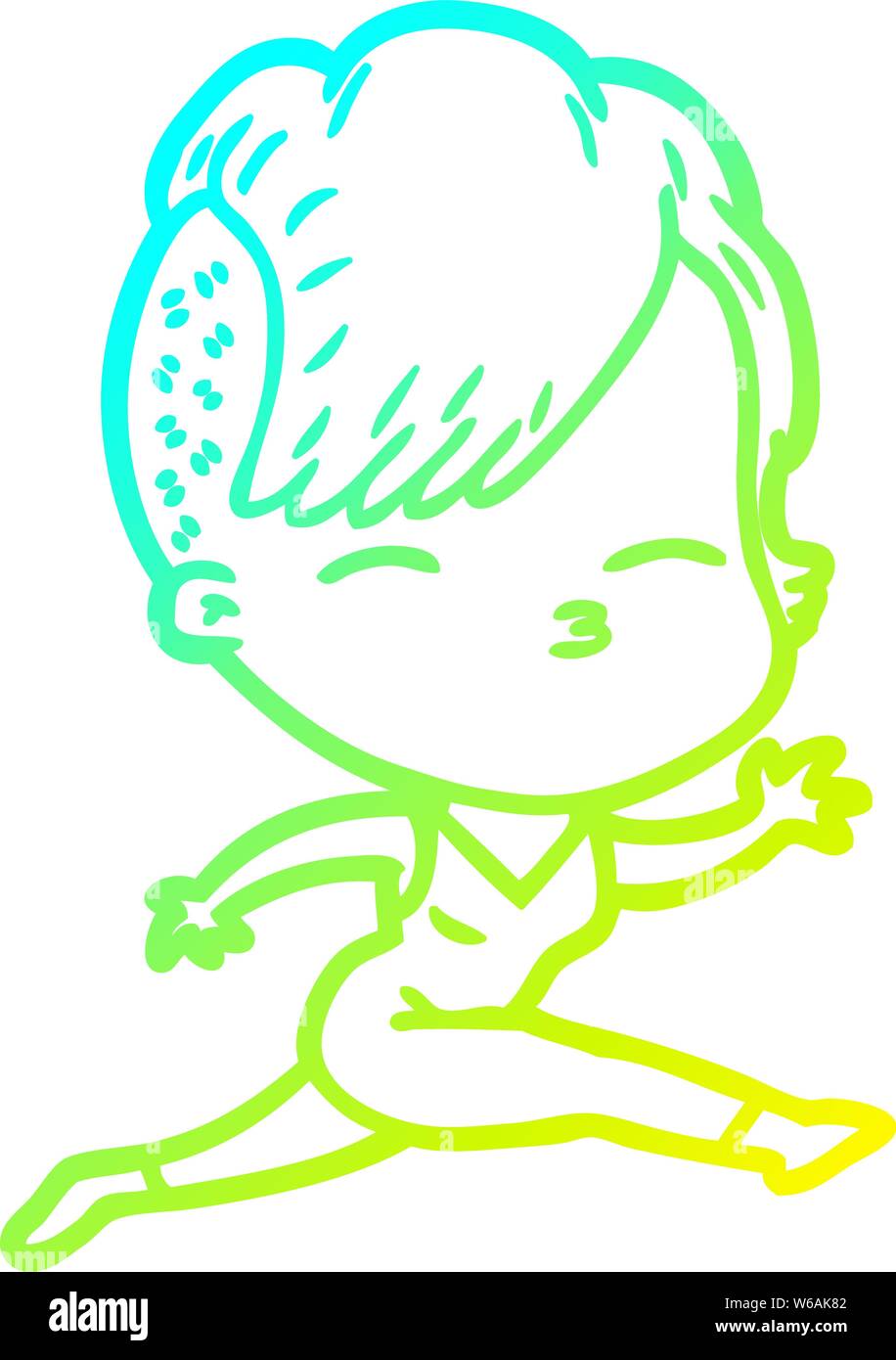 cold gradient line drawing of a cartoon girl leaping Stock Vector Image ...