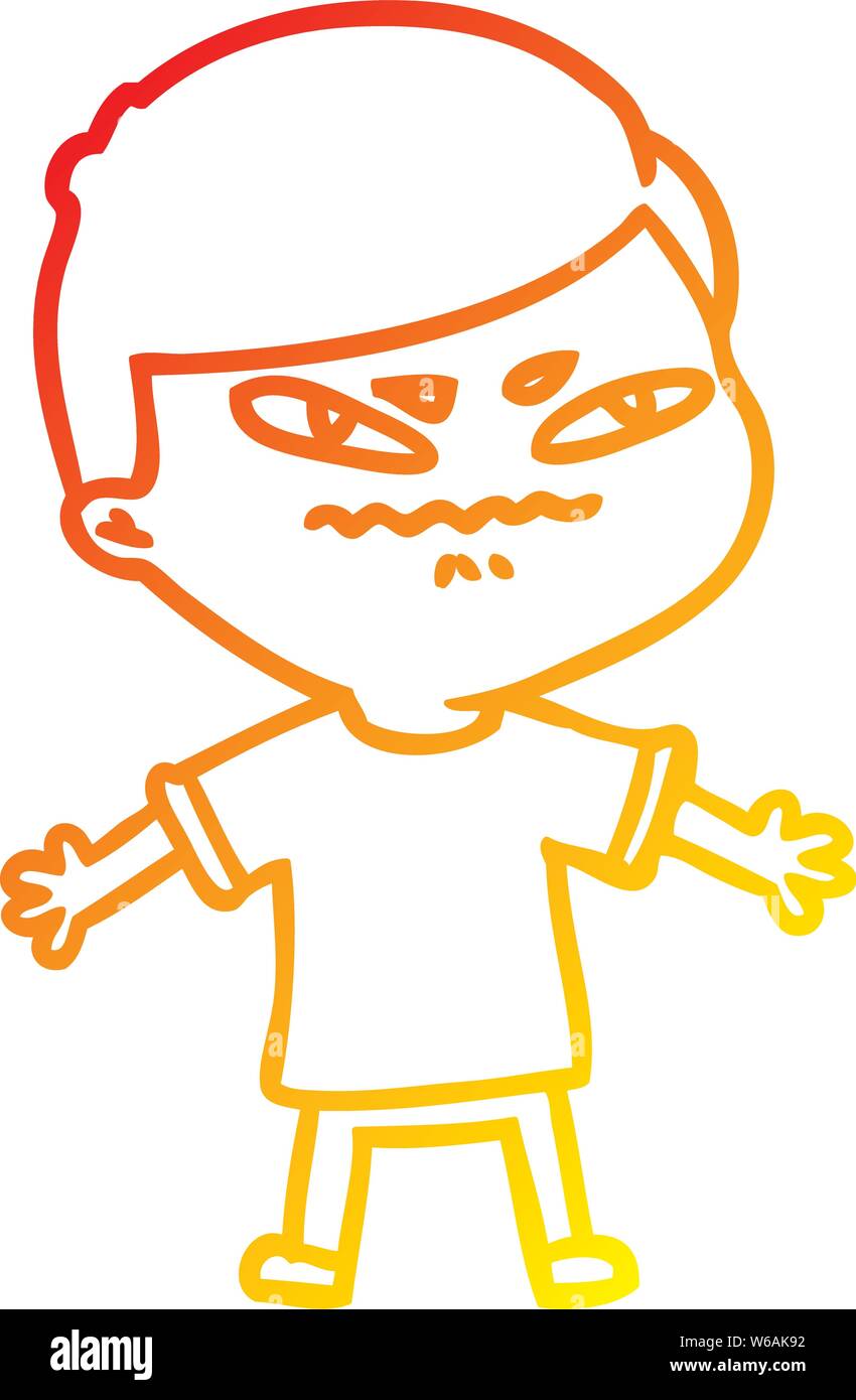 warm gradient line drawing of a cartoon exasperated man Stock Vector ...