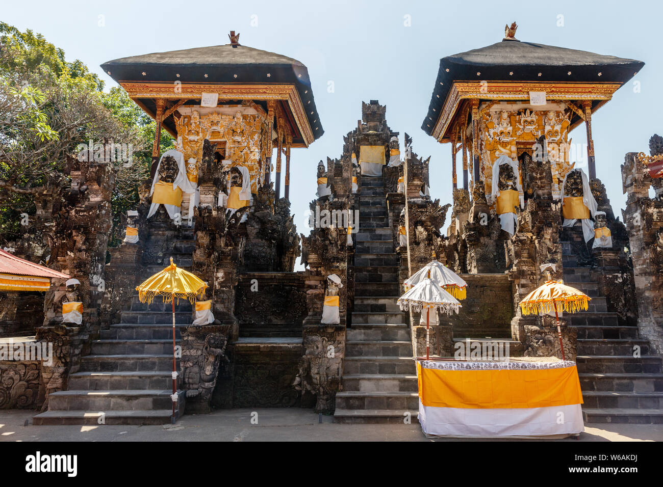 White And Yellow Altars Of Pura Dalem Segara Madhu Or Pura Dalem