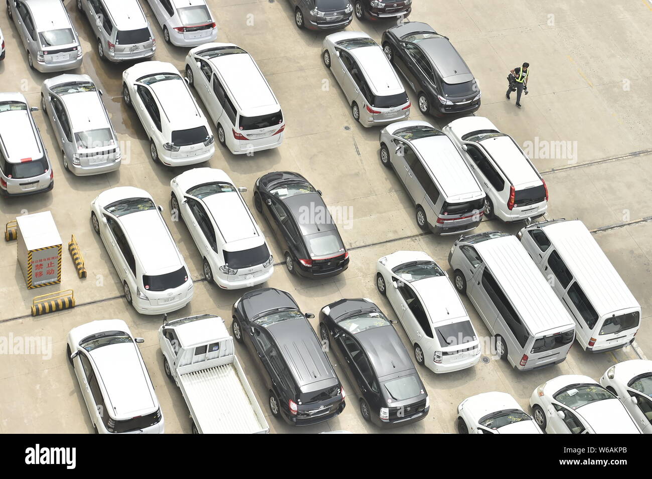 Cars to be shipped are waiting to be driven onto the TITUS Pure Car ...