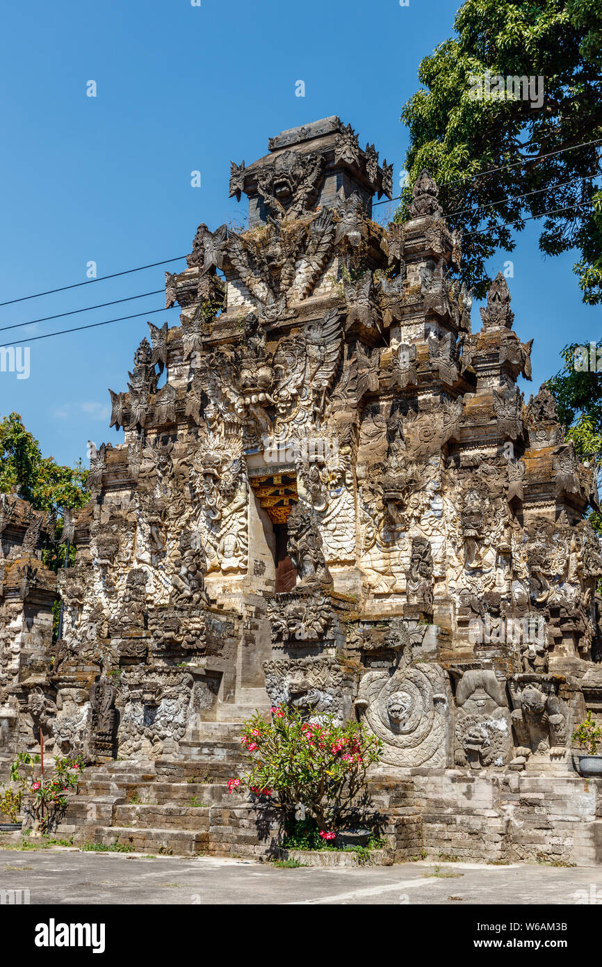 Entrance gate Paduraksa at Pura Dalem Segara Madhu or Pura Dalem ...