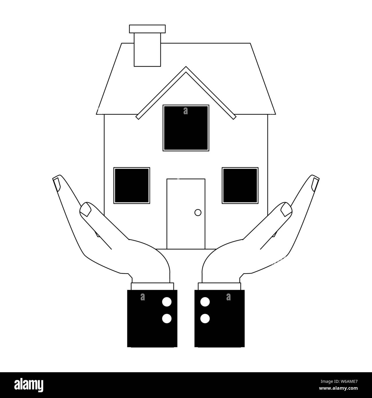 insurance protection risk security cartoon in black and white Stock ...