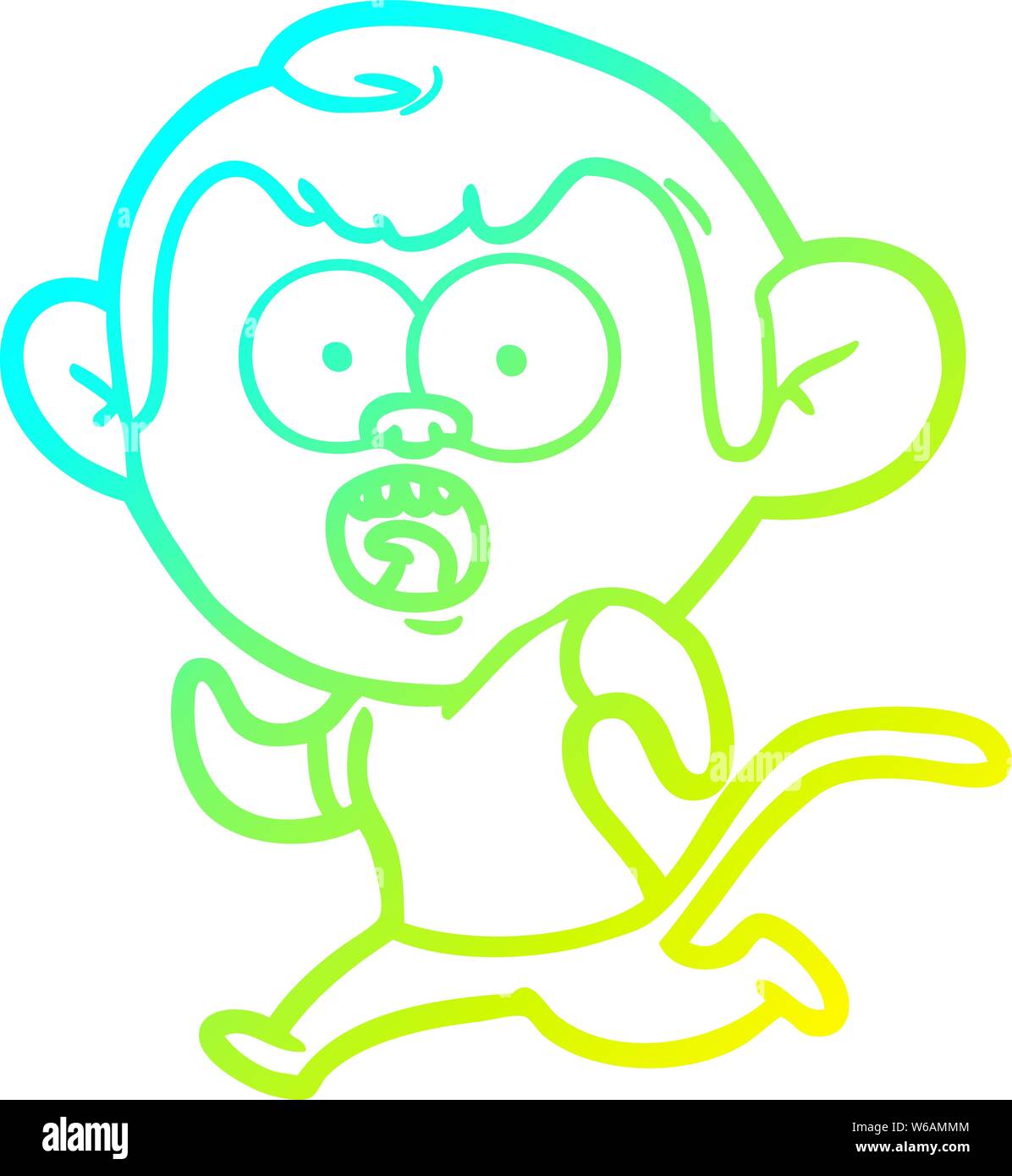 cold gradient line drawing of a cartoon running monkey Stock Vector ...