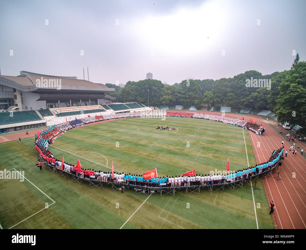In this aerial picture, more than 4,000 graduates and their teachers ...