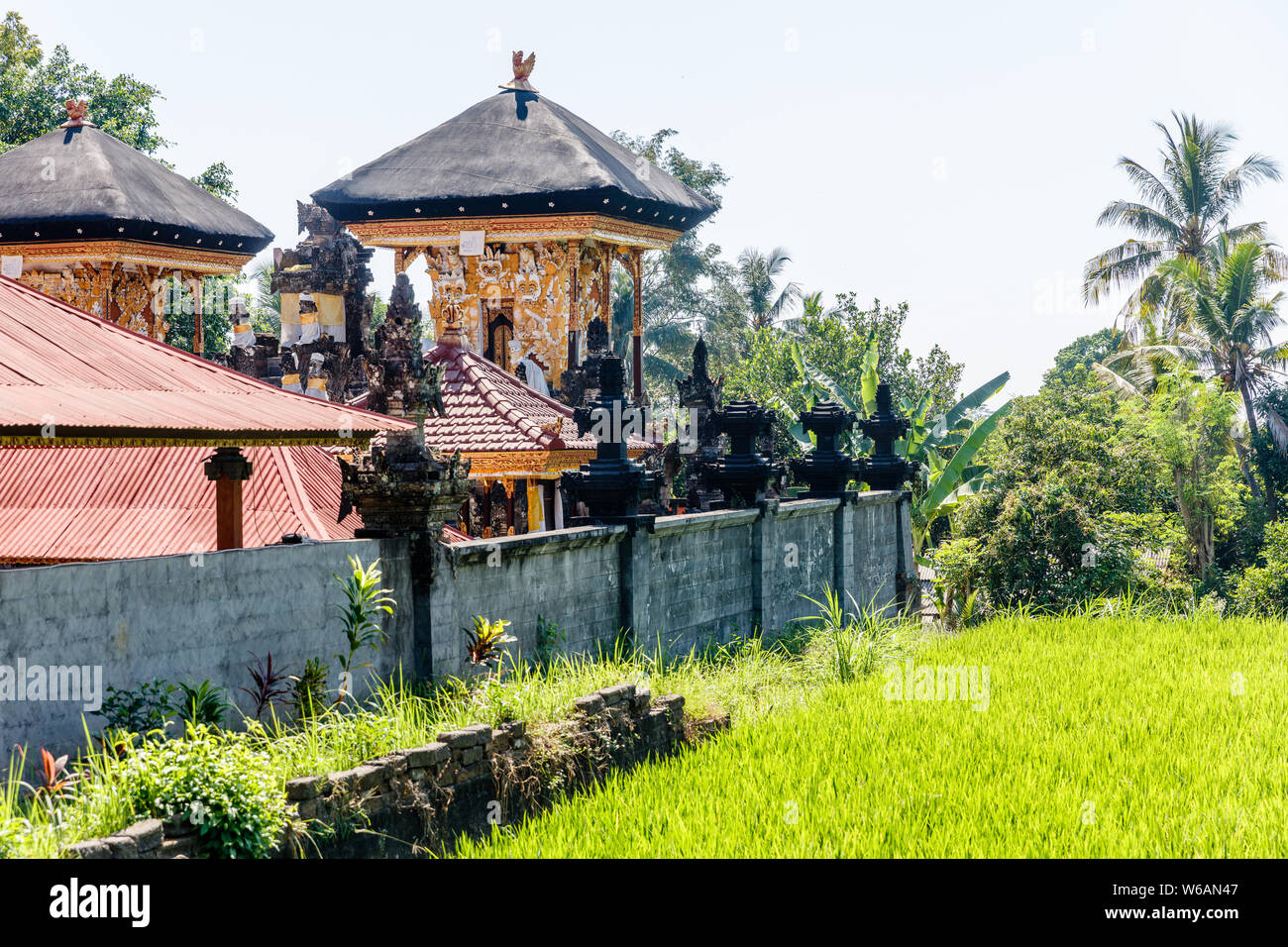 White and yellow altars of Pura Dalem Segara Madhu or Pura Dalem ...