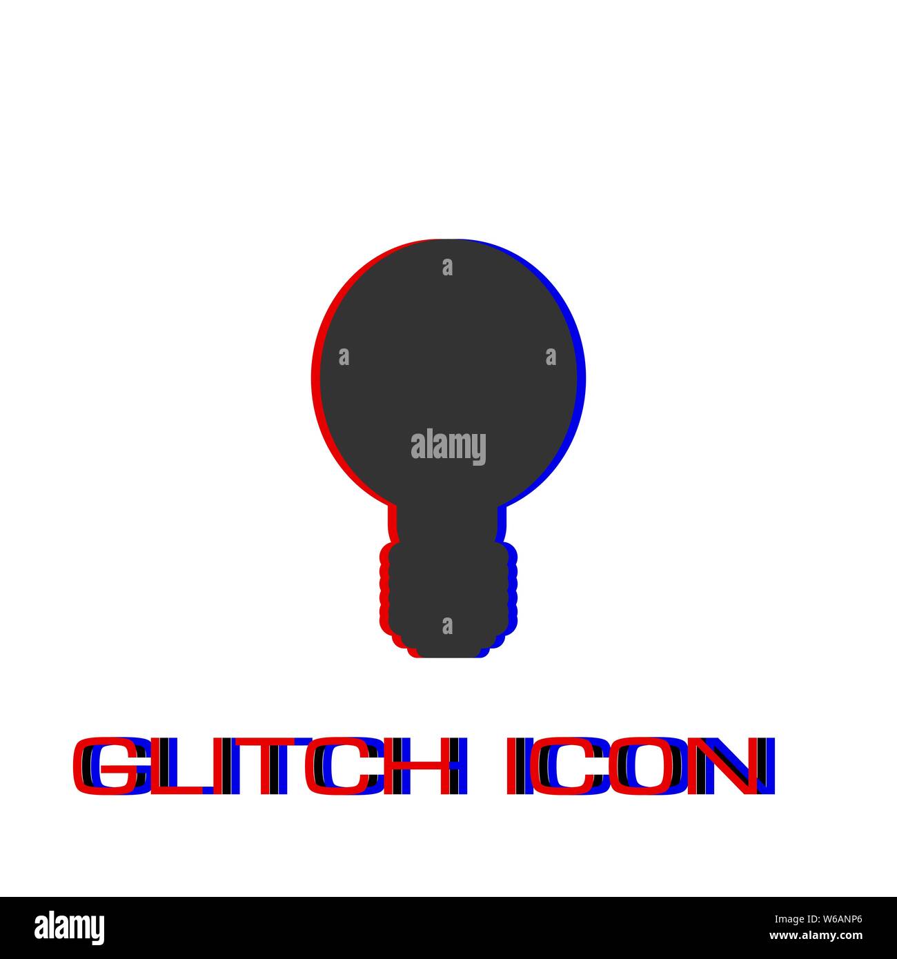 Lamp icon flat. Simple pictogram - Glitch effect. Vector illustration ...