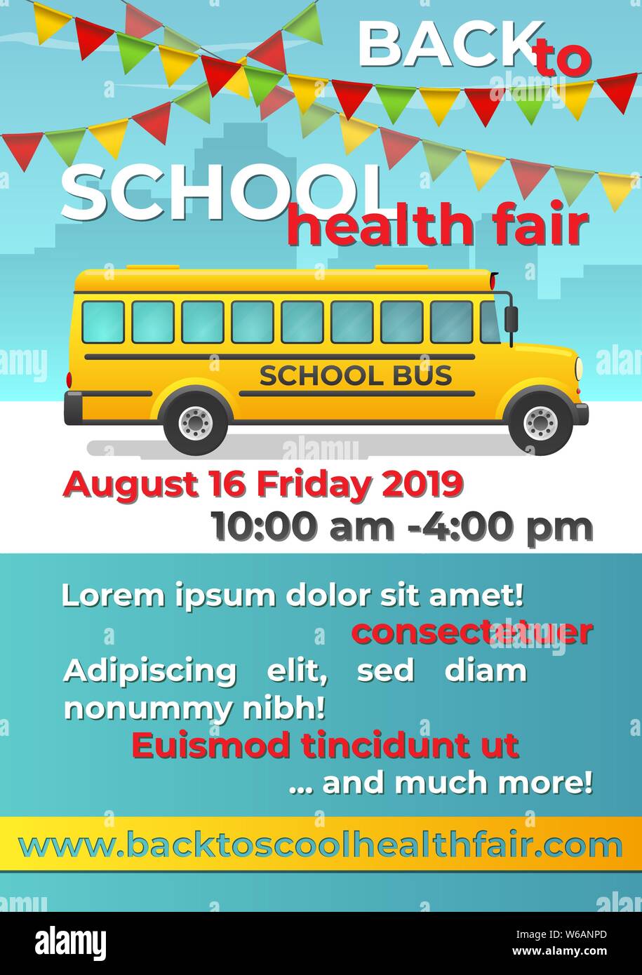 Back to school flyer with school bus Stock Vector Image & Art - Alamy