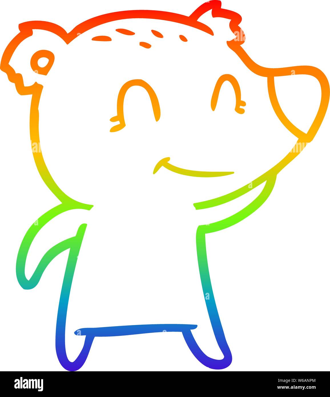 rainbow gradient line drawing of a smiling bear cartoon Stock Vector ...