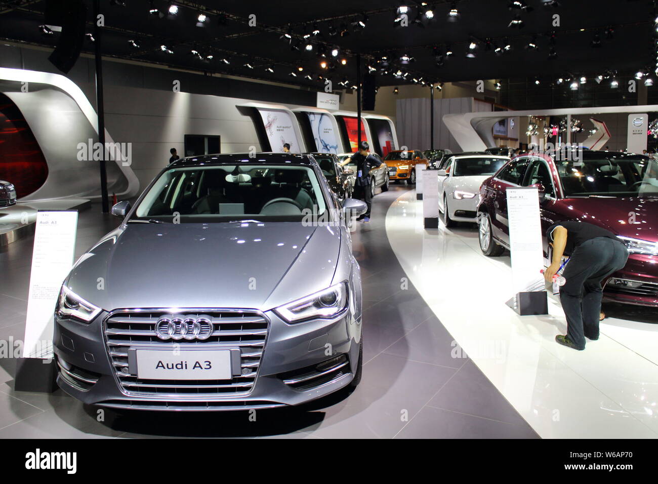 --FILE--An Audi A3 is on display during an automobile exhibition in ...