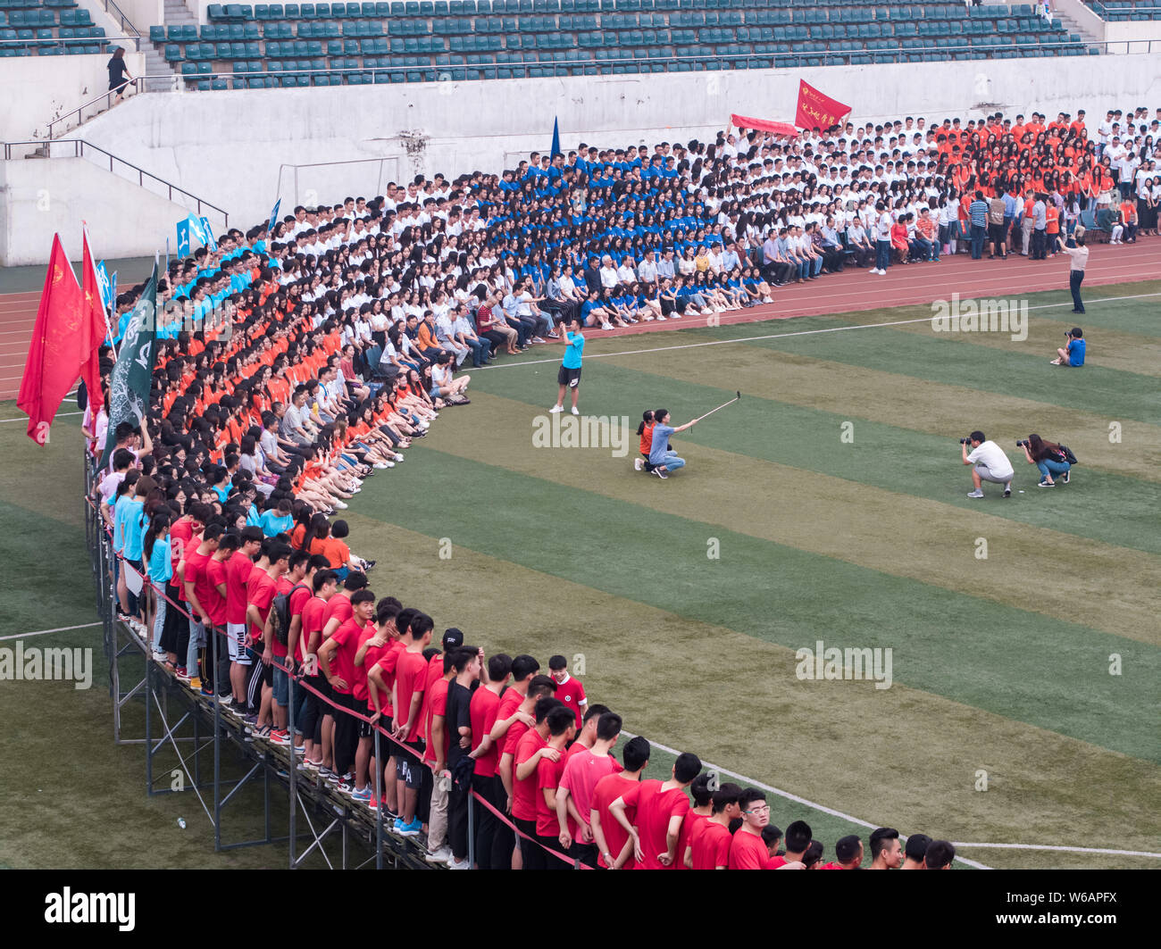 In this aerial picture, more than 4,000 graduates and their teachers ...