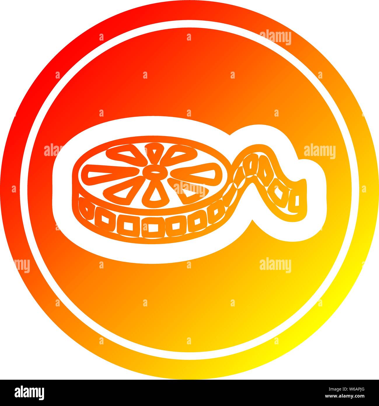 movie film reel circular icon with warm gradient finish Stock Vector ...