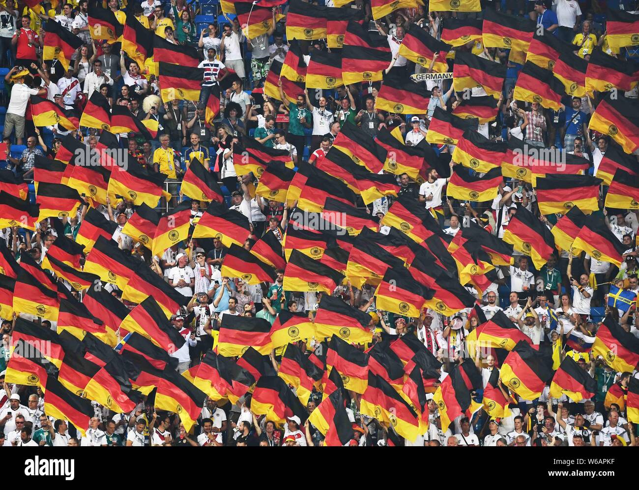 Fans wave German flags prior to the start of the group F match between ...