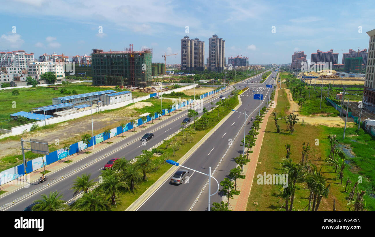 An aerial view of the Haikou-Jiangdong New District of China (Hainan ...