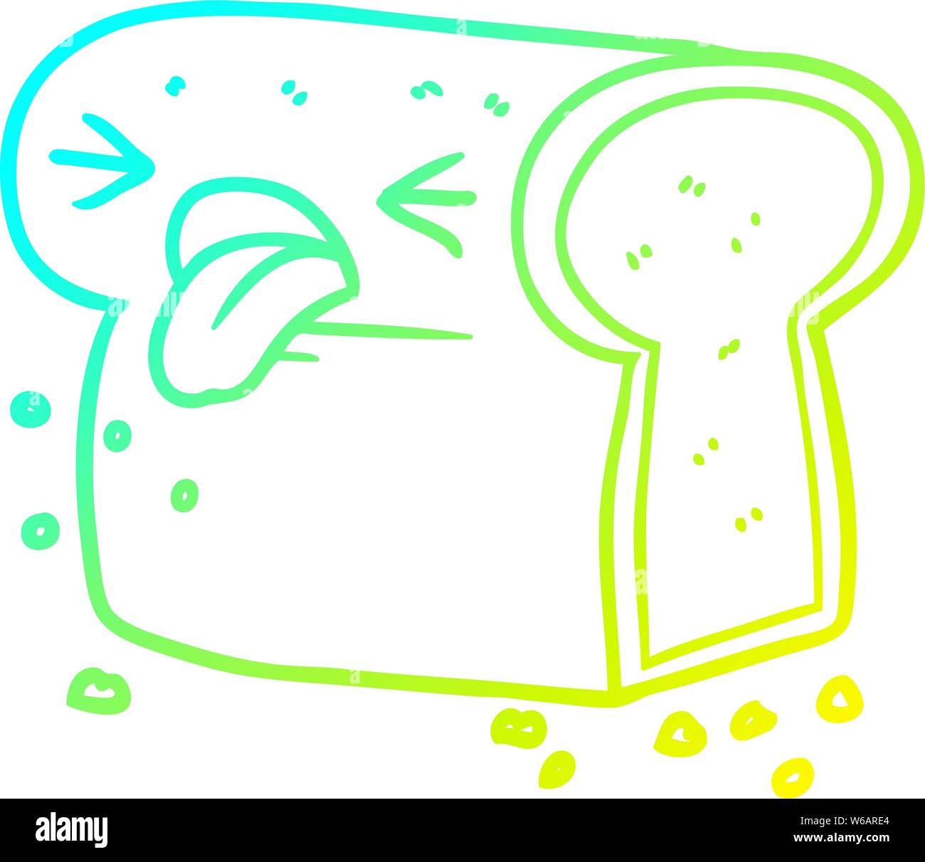cold gradient line drawing of a cartoon disgusted loaf of bread Stock ...