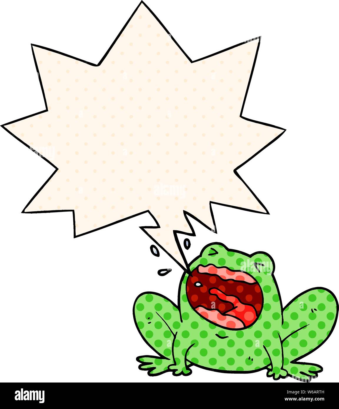 cartoon frog shouting with speech bubble in comic book style Stock ...