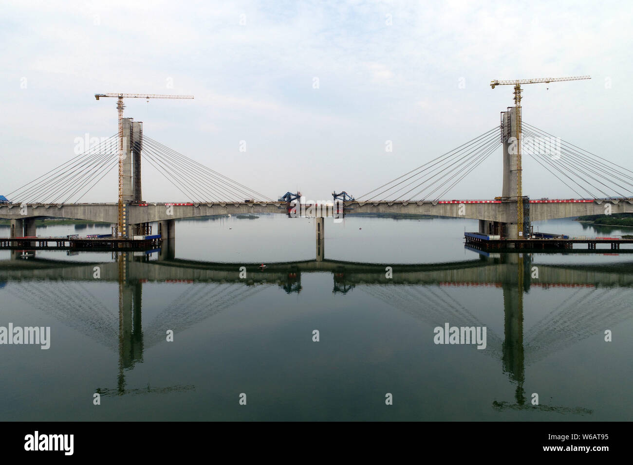 Aerial view of the Hanjiang Bridge of the Menghua Railway, Inner ...