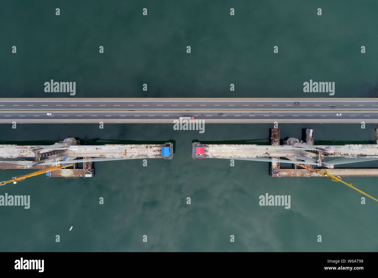 Aerial view of the Hanjiang Bridge of the Menghua Railway, Inner ...