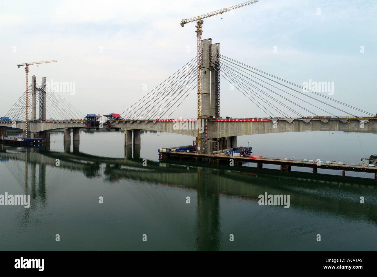 Aerial view of the Hanjiang Bridge of the Menghua Railway, Inner ...