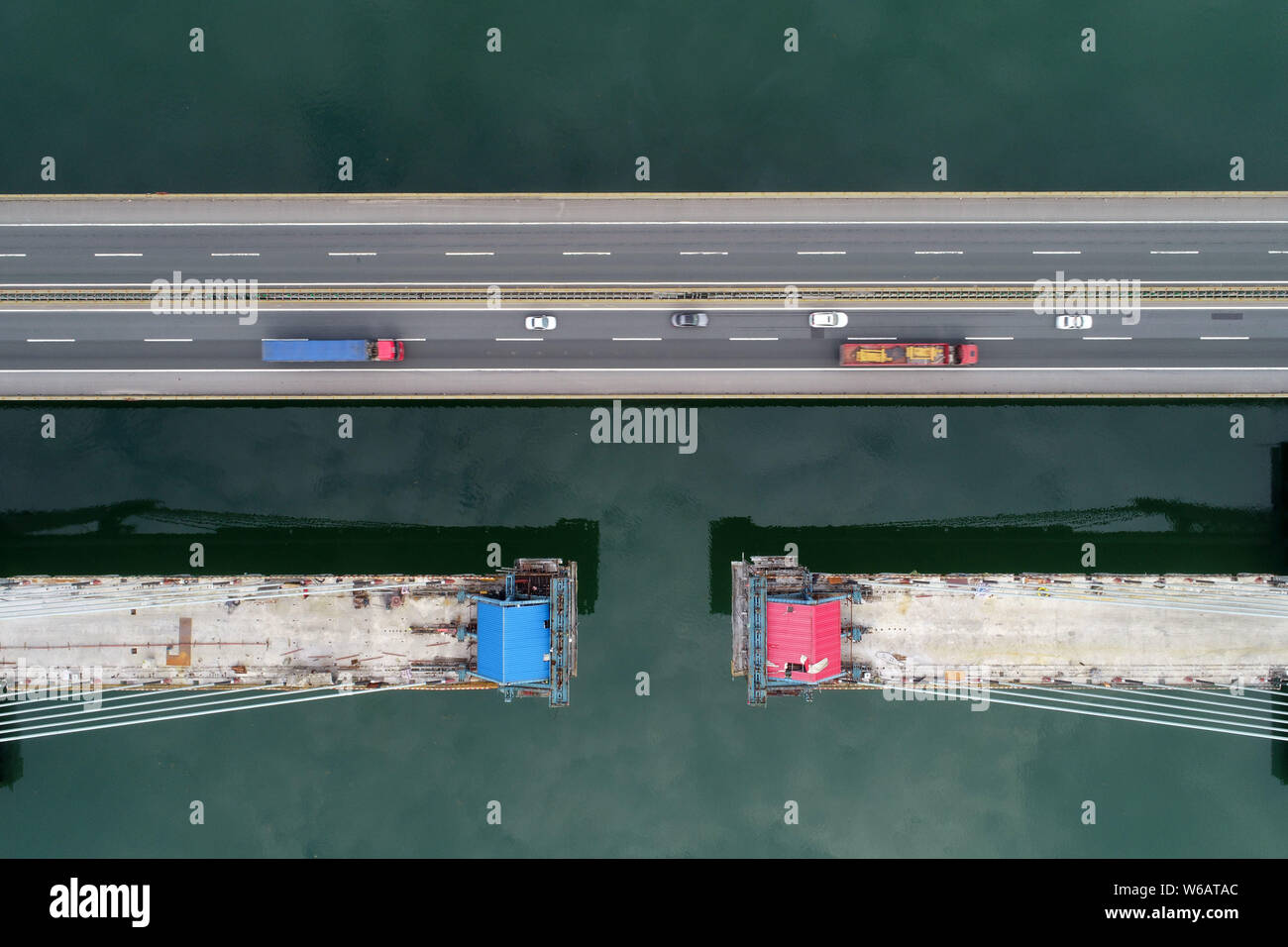 Aerial view of the Hanjiang Bridge of the Menghua Railway, Inner ...