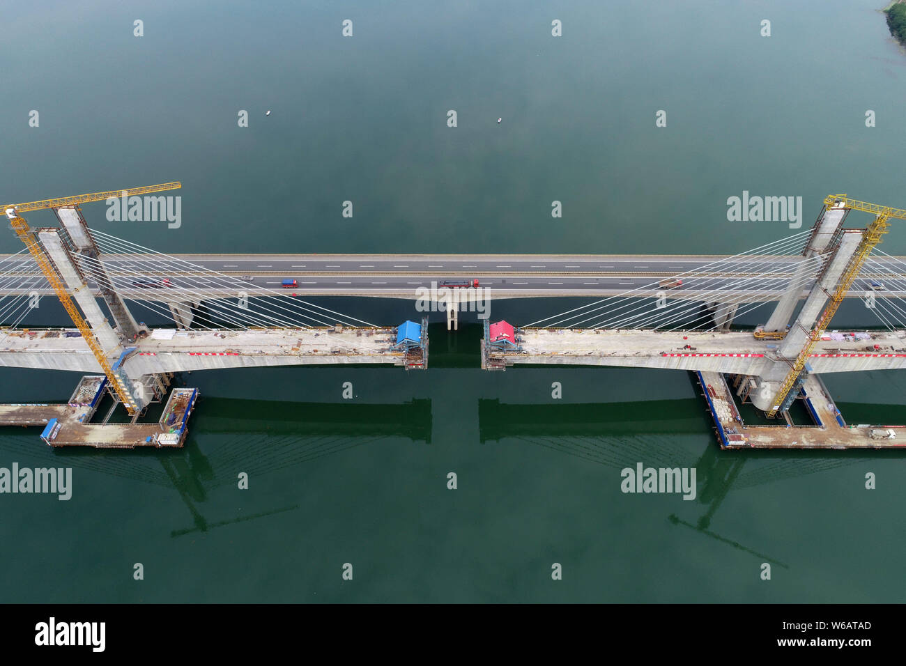 Aerial view of the Hanjiang Bridge of the Menghua Railway, Inner ...