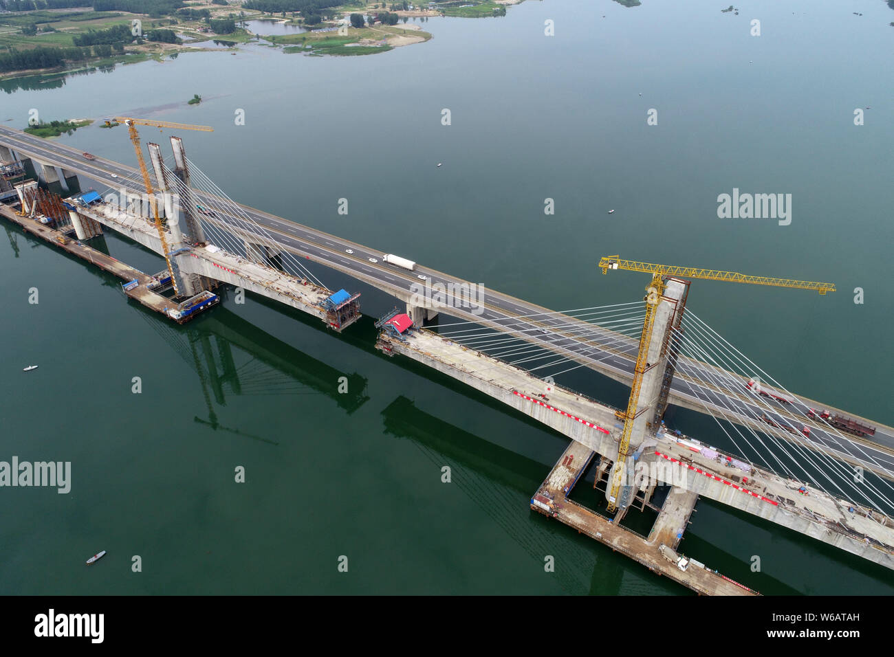 Aerial view of the Hanjiang Bridge of the Menghua Railway, Inner ...