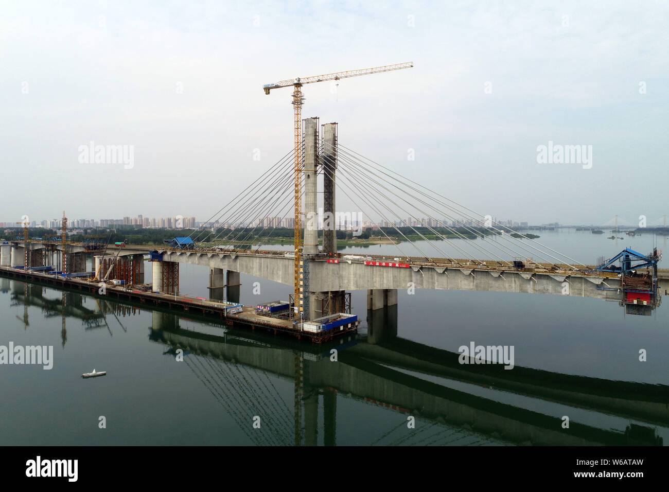 Aerial view of the Hanjiang Bridge of the Menghua Railway, Inner ...