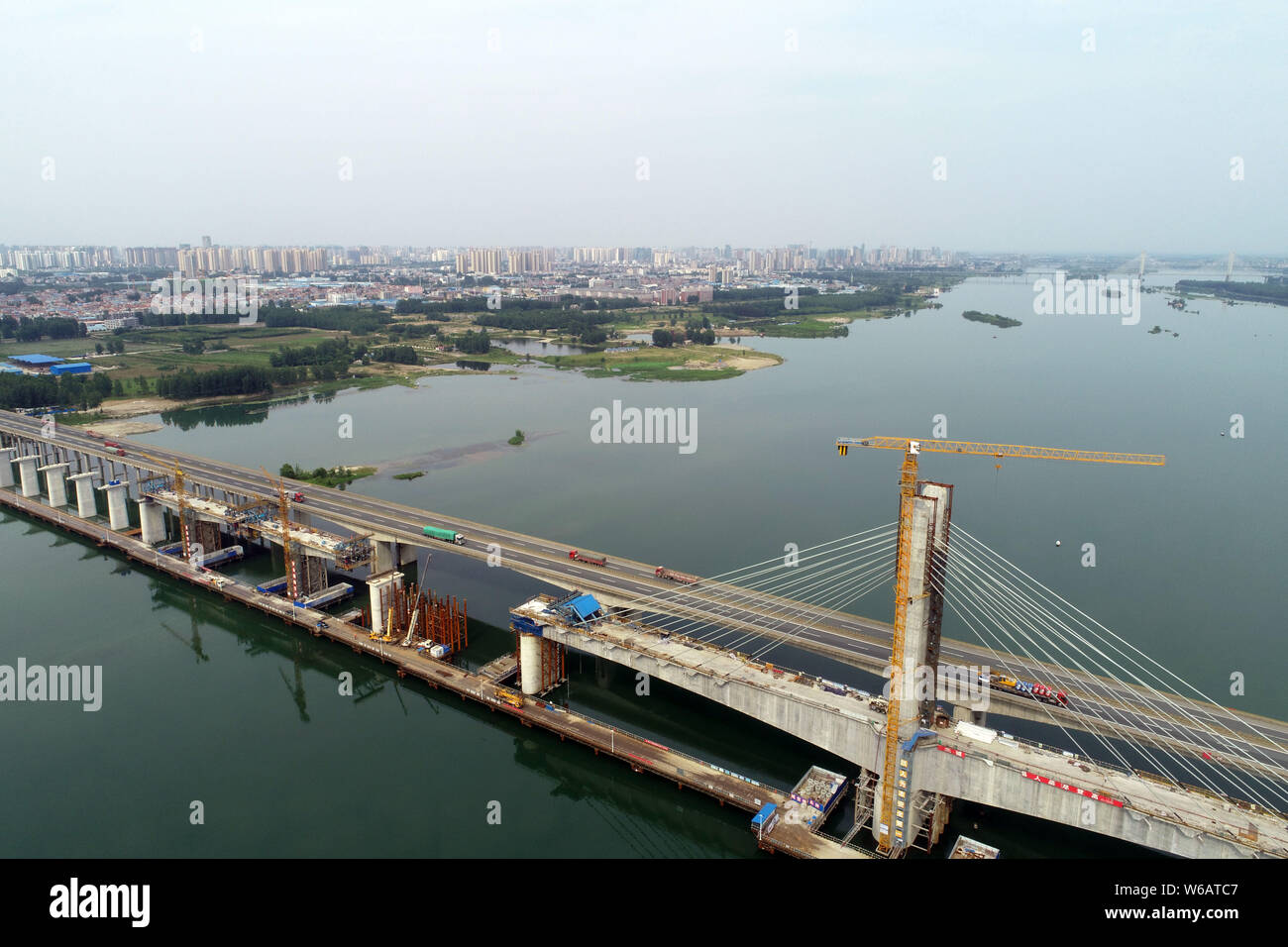 Aerial view of the Hanjiang Bridge of the Menghua Railway, Inner ...