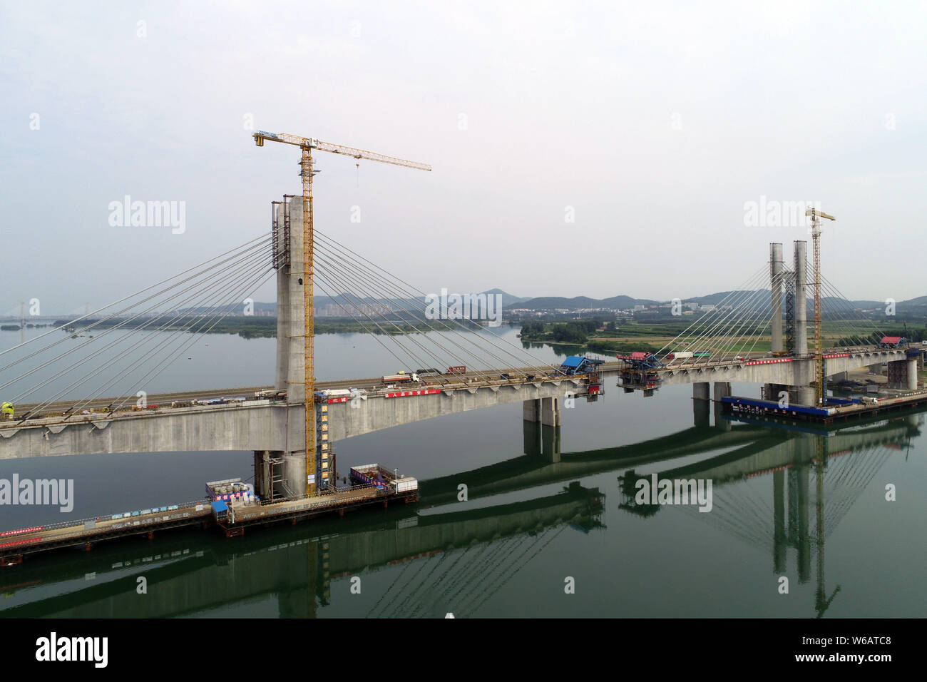 Aerial view of the Hanjiang Bridge of the Menghua Railway, Inner ...