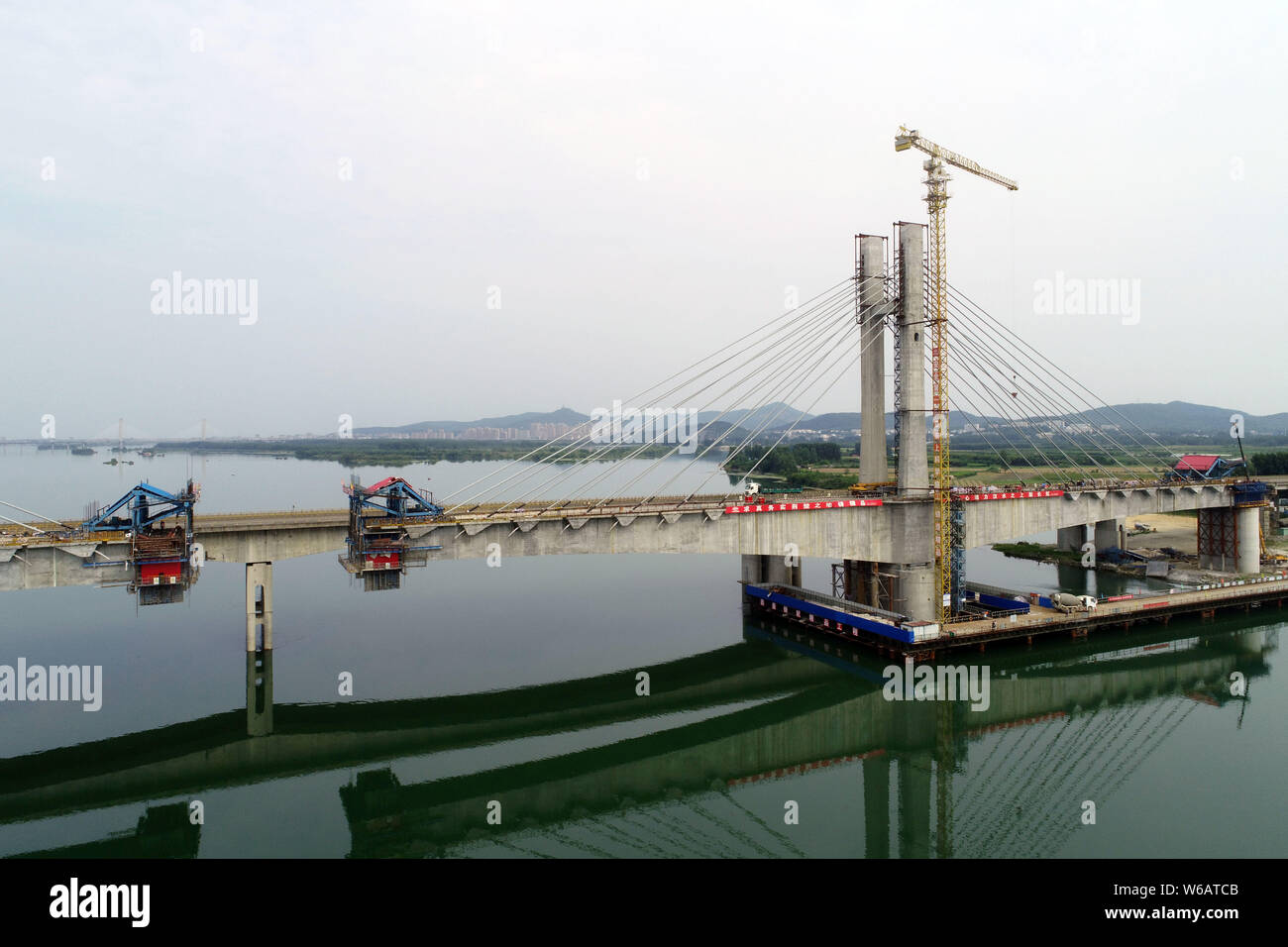 Aerial view of the Hanjiang Bridge of the Menghua Railway, Inner ...