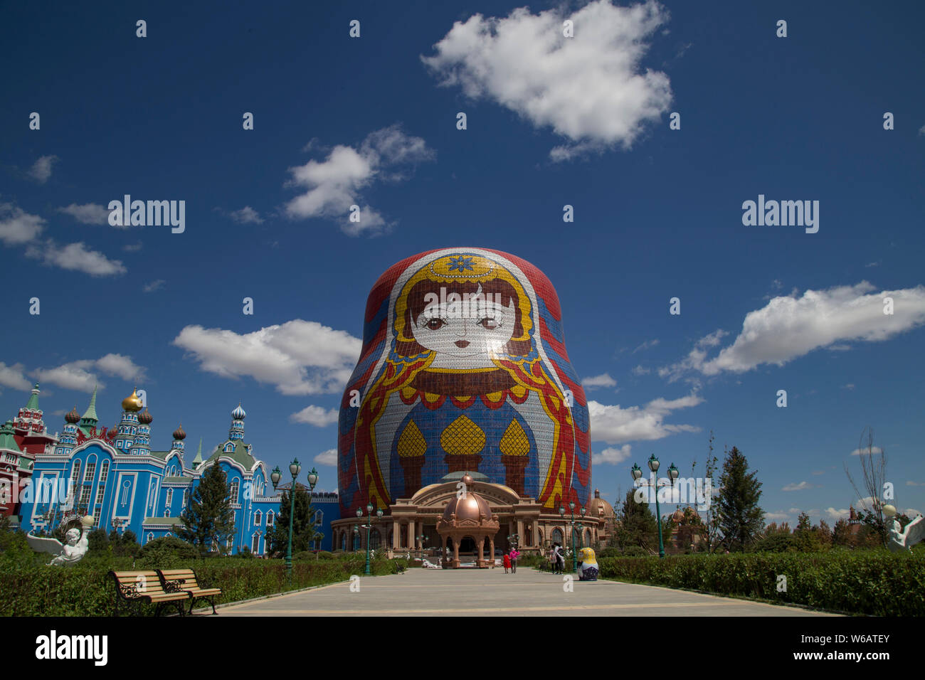 --FILE--View of a 30-meter-tall matryoshka doll, known as the largest ...