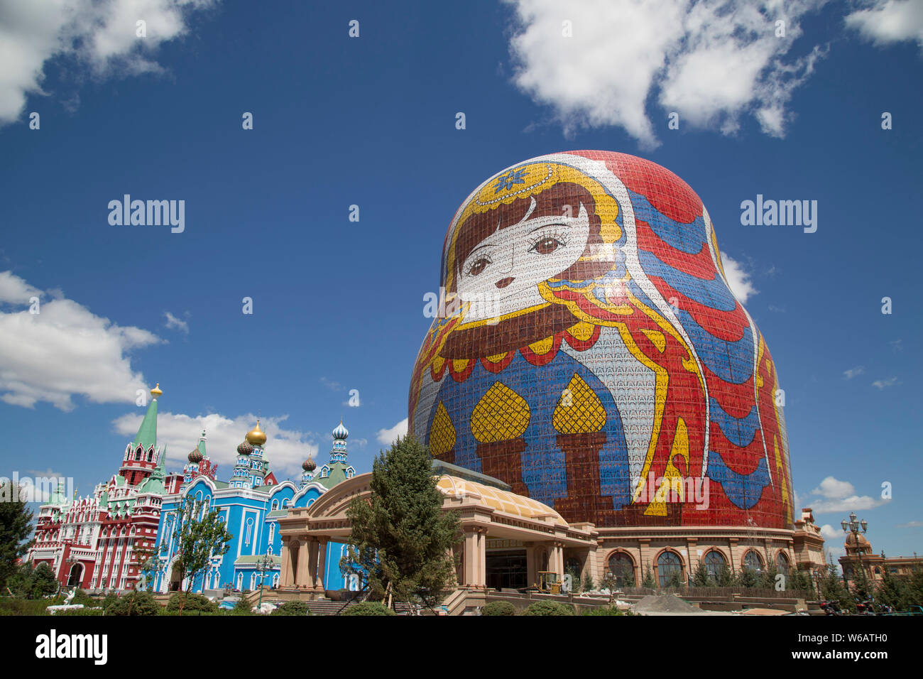 --FILE--View of a 30-meter-tall matryoshka doll, known as the largest ...