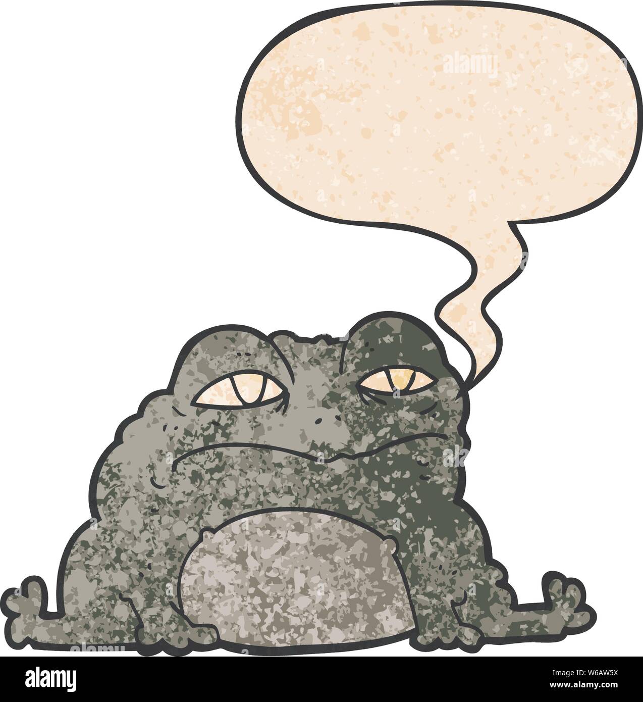 cartoon toad with speech bubble in retro texture style Stock Vector ...