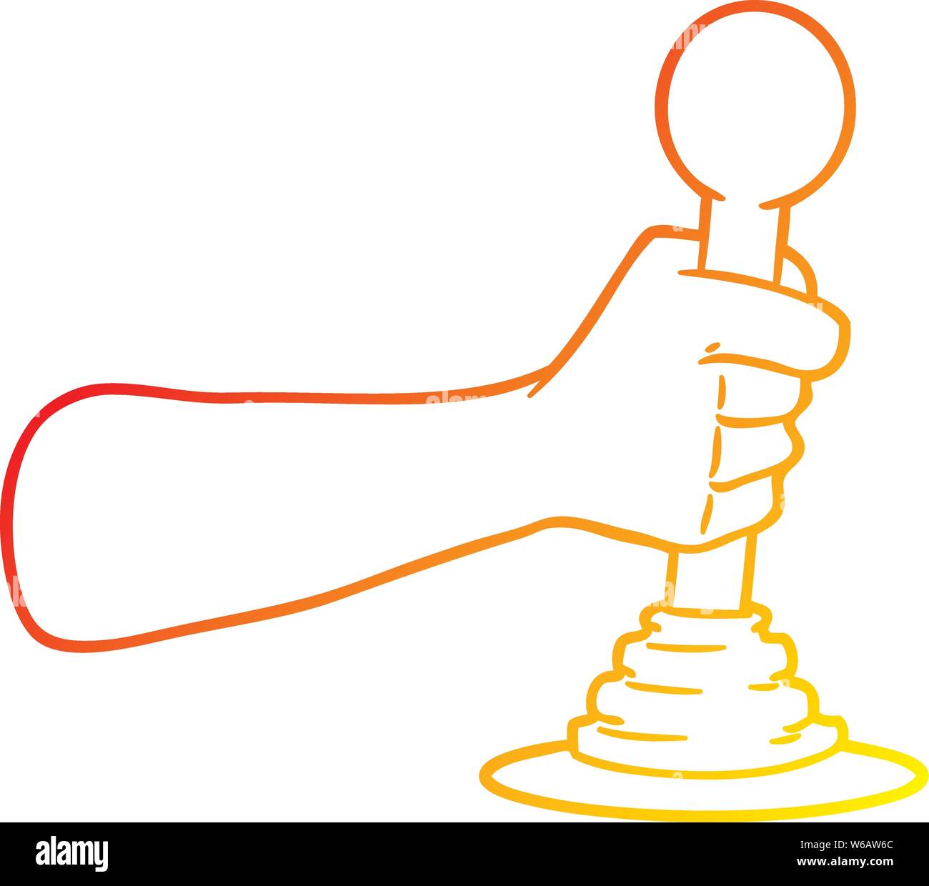 warm gradient line drawing of a cartoon hand pulling lever Stock Vector ...