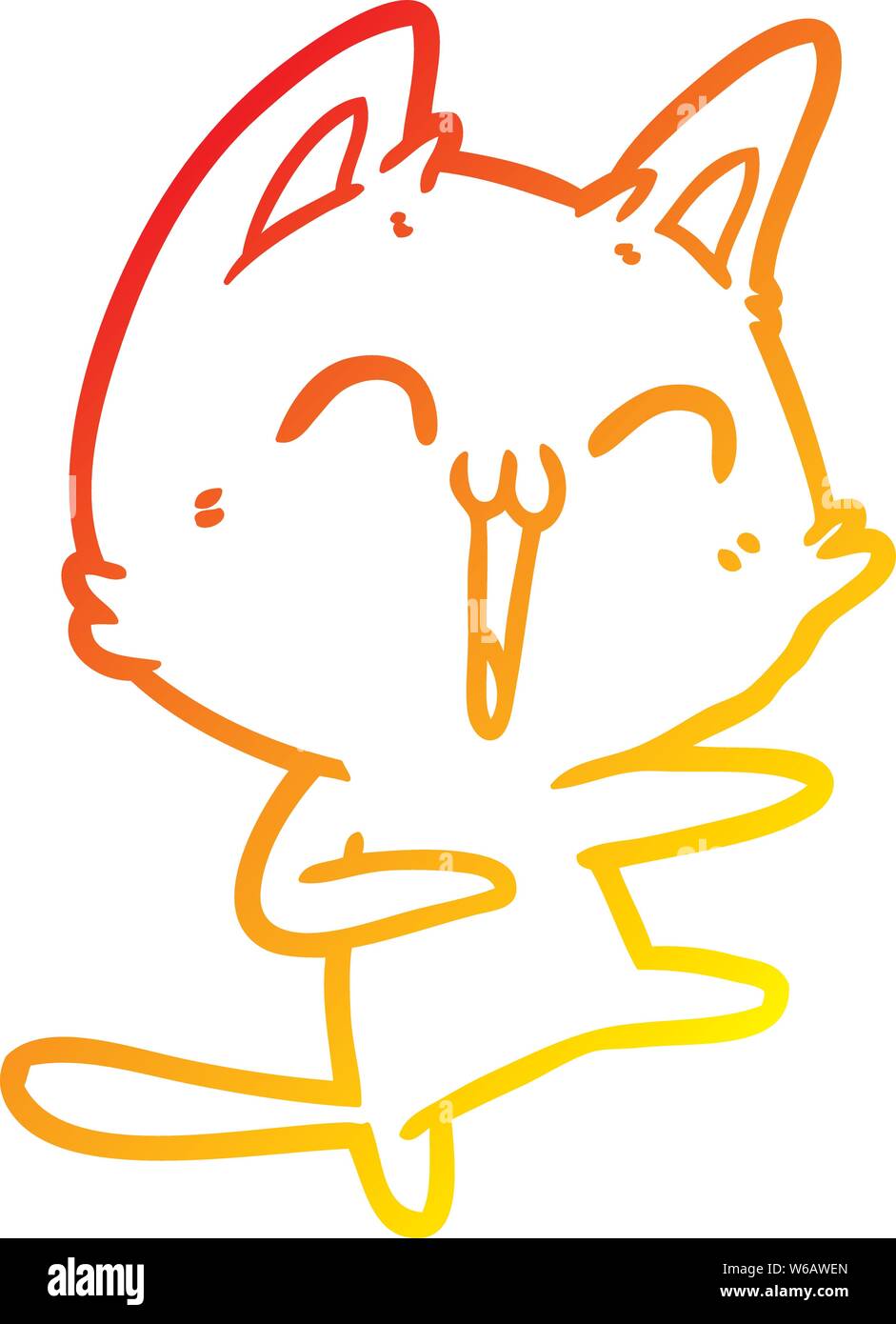 warm gradient line drawing of a happy cartoon cat meowing Stock Vector Image & Art - Alamy